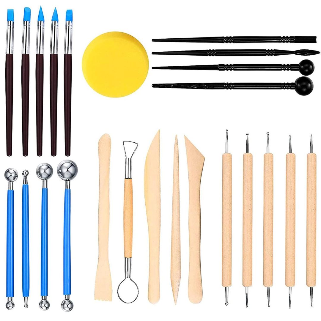 Clay Tools 24pcs Pottery Tools Clay Set with Stylus Air Dry Modeling ...